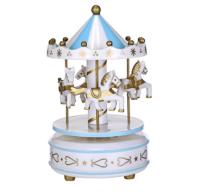 China Merry Go Round Plastic Music Box Turntable 18x11x11 cm Hand Painted No Battery for sale