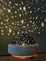 China Round Shape LED Projector Night Light 20cm White Noise Starry for Baby Sleep for sale