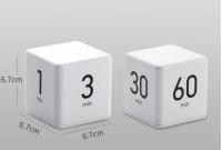 China 6.5cm Cube Kitchen Timer White Red Color Mechanical Timer for Cooking Exercise for sale