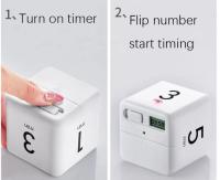 China 6.5cm Cube Kitchen Timer White Red Color Mechanical Timer for Cooking Exercise for sale