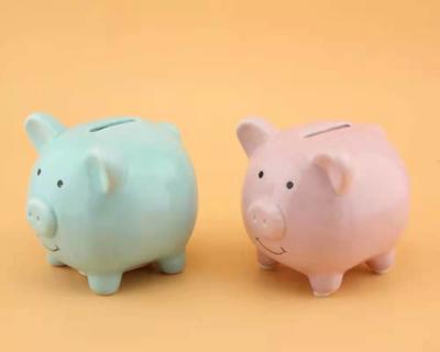 China OEM 800g Ceramic Piggy Bank 5 Colors Small Medium Large Size Coin Bank for Kids for sale