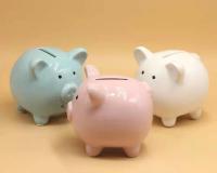 China OEM 800g Ceramic Piggy Bank 5 Colors Small Medium Large Size Coin Bank for Kids for sale