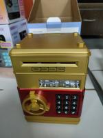 China ABS Material Password Lock Piggy Bank 15x15x20cm for Kids Coin Saving Blue for sale