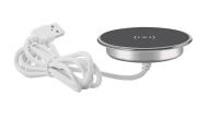 China Qi Standard USB 2.0 Embedded Desktop Wireless Charger 15W Round Black for sale