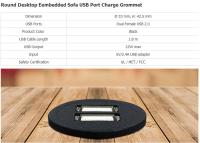 China Qi Standard USB 2.0 Embedded Desktop Wireless Charger 15W Round Black for sale
