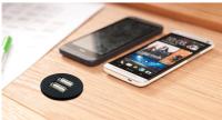 China Qi Standard USB 2.0 Embedded Desktop Wireless Charger 15W Round Black for sale