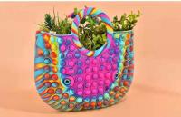 China EN71 Silicone Pop It Fidget Toy Bag 20x32in for Women Stress Relief Handbag for sale