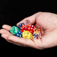 China Acrylic Material Transparent Colored Dice 18 / 20MM For Amusement Room for sale