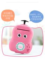 China abs material pull rod suitcase coin piggy bank for kids for sale