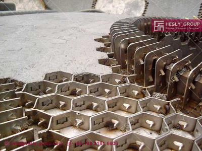 China AISI410S Refractory Hexagonal Mesh 1 in Depth 1-7/8 in Hole 36x120 in Hesly Brand for sale