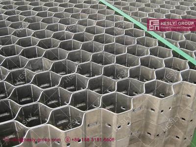 China 304SS Hexmetal for Tanks Stacks Lining 25mm Depth 2.0mm Strip 3x10ft Sheet HESLY China Factory for sale