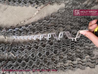 China AISI304 Hex Mesh with Bonding Holes 1.5x19mm Strip 50mm Hex Hole 96x100cm HESLY for sale