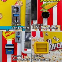 China Stainless Steel Popcorn Vending Machine 2200W 200 Cups Coin Operated Double Material Box for sale