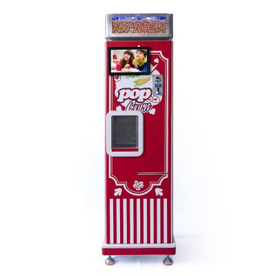 China Stainless Steel Popcorn Vending Machine 2200W 200 Cups Coin Operated Double Material Box for sale