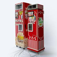 China Stainless Steel Popcorn Vending Machine 2200W 200 Cups Coin Operated Double Material Box for sale