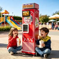 China Stainless Steel Popcorn Vending Machine 2200W 200 Cups Coin Operated Double Material Box for sale