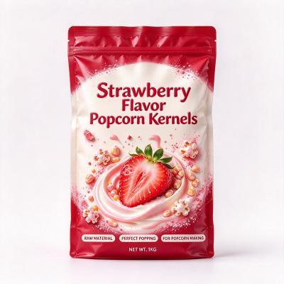 China Premium Strawberry Sweet Flavored Corn & Popcorn Kernels with Rich Berry Aroma for sale