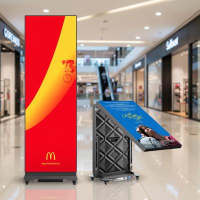 China Foldable P2.5 GOB Poster LED Screen Hd Display Stand Totem Double-sided Free Standing Led Poster Screen for Shopping Mall for sale
