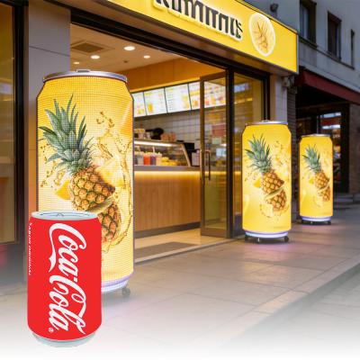 China Creative Indoor/Outdoor Full Color LED Digital Poster Screen Soft Flexible Beverage Can Shape Special Beer Bottle for Retail for sale