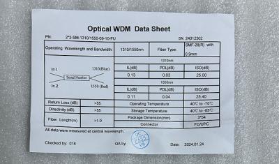 China 2×2 Optical WDM 1310/1550nm SMF28e Single Model FC/UPC Connector Steel Tube for sale