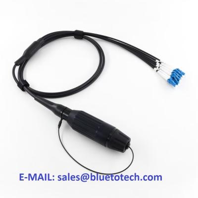 China Fiber Optic Cable Expanded Beam Connector To LC 6Core Plug Socket Terminated Harsh Environment Armored Field Fiber Optic Patch Cord for sale