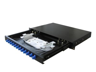 China Slidable Rack mount Fiber Optic Terminal Box , Fiber Optic Patch Panel 12 / 24core for sale