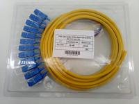 China SC / UPC Fiber Optic Pigtail 12 Fibers / Colors Bundle Pigtail Without Kevlar for sale