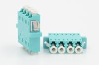 China Fiber Optic Network Adapter LC OM3 OM4 Quad Adapter With Flange Aqua Color for sale
