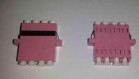 China Fiber Optic Network Adapter LC OM3 OM4 Quad Adapter With Flange Aqua Color for sale
