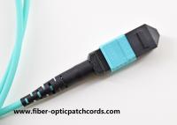 China 8 12 24 Core Fiber Optic Patch Cord Low PDL OM3 MPO MTP Jumper Aqua Color for sale
