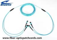 China Aqua Color Fiber Optic Patch Cord MPO MTP OM3 24Core Multimode Fiber Jumpers for sale