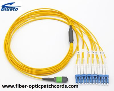 China MPO To LC Fiber Optic Patch Cord SM 12core Yellow Single Mode LSZH Materila for sale