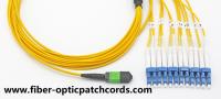 China MPO To LC Fiber Optic Patch Cord SM 12core Yellow Single Mode LSZH Materila for sale