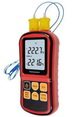 China GM1312 Dual-Channel Digital Thermometer with LCD Backlight for K-Type Measurement for sale