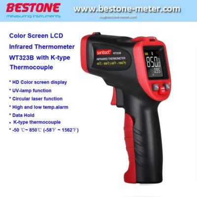 China Digital Circular Laser Infrared Thermometer with HD Color Display K Type Thermocouple for sale