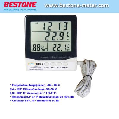 China LCD Display Digital Thermo Hygrometer Indoor Outdoor with Waterproof Temperature Sensor for sale