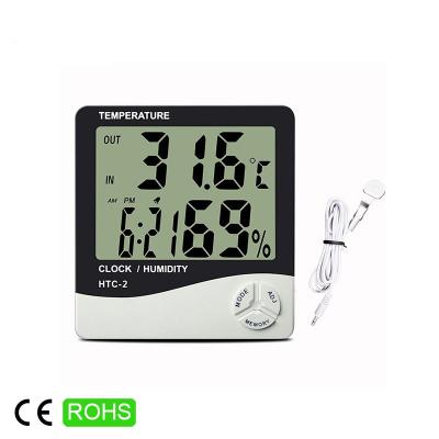 China HTC-2 Indoor Outdoor Hygro Thermometer with Temperature Display Memory Calendar Clock for sale