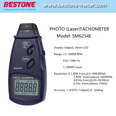 China Automatic Photo Laser Tachometer Sm6234e With 5 Digits LCD Display for sale