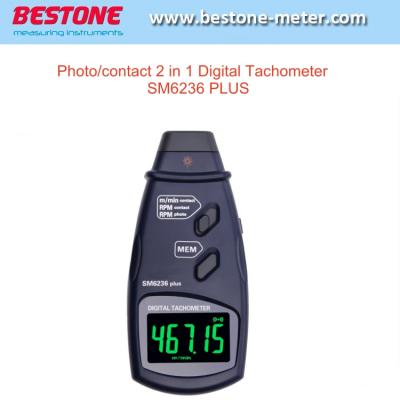 China Sm6236 Plus Photoelectric Contact Digital Tachometer 2 in 1 Rpm Speed Tester for sale