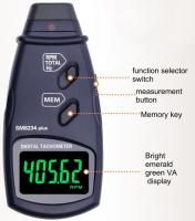China SM6234PLUS Industrial 0.1 Level High Precision Digital Tachometer with Non-contact Detection and Bright Emerald Green VA Display for sale