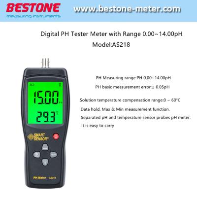 China Digital pH Meter pH Meter pH Tester 0.00~14.00pH Moisture Measuring Instrument Water pH Acidity Meter As218 for sale