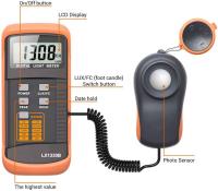 China Digital Illuminance Meter with 0-200,000 Lux Range Silicon Photo Diode and Data-Hold Peak-Hold Function LX1330B for sale