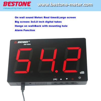 China Digital Sound Level Meter 30 to 130dB Large LCD Wall Hanging Type Decibel Noise Meter for Restaurant Indoor/Office/Home Sw-525A for sale