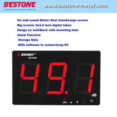 China Large Screen Digital Sound Level Meter 30~130dB with USB Data Transfer and Wall Hanging Noise Meter for sale