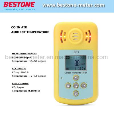 China Carbon Monoxide Gas Meter Portable Co Detector 0-2000ppm LCD Display and Sound-Light Alarm Sensitive Gas Analyzer for Home Security 801 for sale