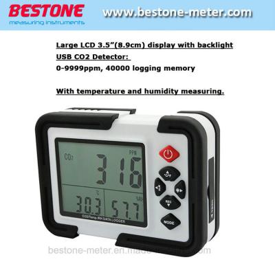 China Digital CO2 Monitor Meter Ht-2000 Gas Analyzer Detector Analyzers with Temperature and Relative Humidity for sale