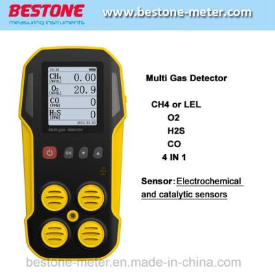 China Gas Leak Detector, Portable CH4/Lel Co H2s O2 Multi 4 in 1 Analyzer Coal Mine Safety Instrument Portable 4 Multi-Gas Detector Customized for sale