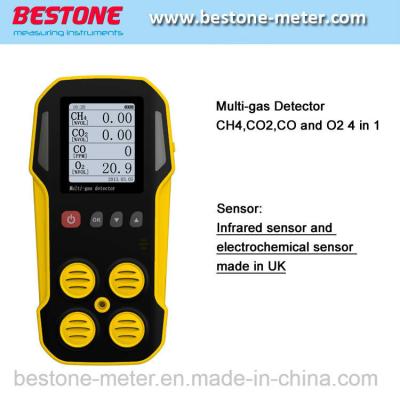 China Analyzer Portable CO2, Handheld Multi Gas Detector CH4, CO2, Co, O2 4 in 1 Gas Detectors for sale