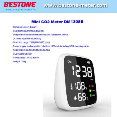 China Mini CO2 Gas Analyzers CO2 Meter Portable Air Quality Monitor Portable CO2 Detector with Alarm Carbon Dioxide Meter for Home School Use Dm1308b for sale