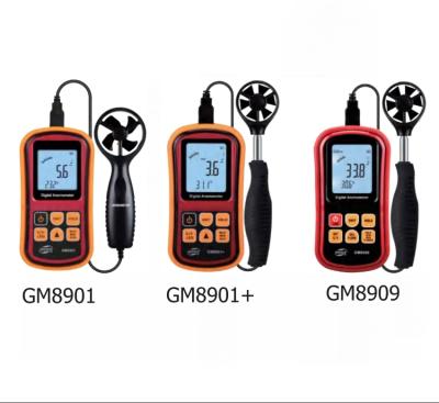 China GM8901, GM8901+, GM8909 Digital Anemometer with Dual Level LCD Display Retractable Drag Rod and Air Volume Measurement for Wind Speed and Temperature for sale
